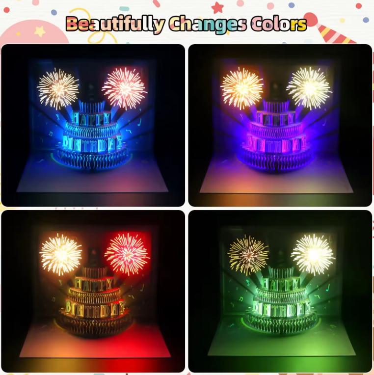 Fireworks Happy Birthday - Lights and Sound Pop-Up Card – Blue Bird Cards