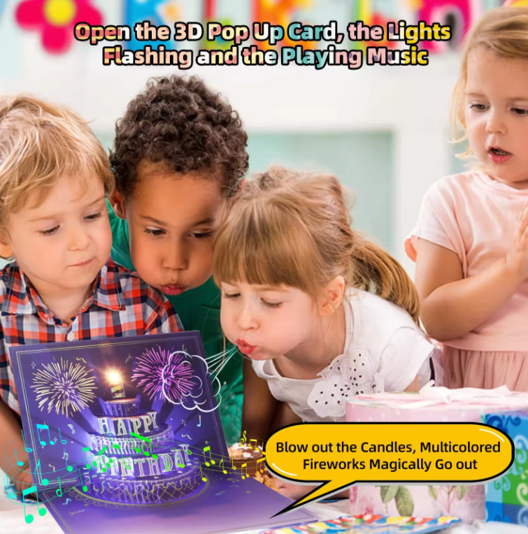 Fireworks Happy Birthday - Lights and Sound Pop-Up Card – Blue Bird Cards