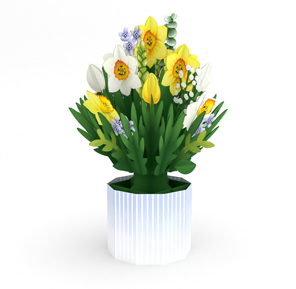 Daffodil Floral Bouquet Pop-Up Card – Blue Bird Cards