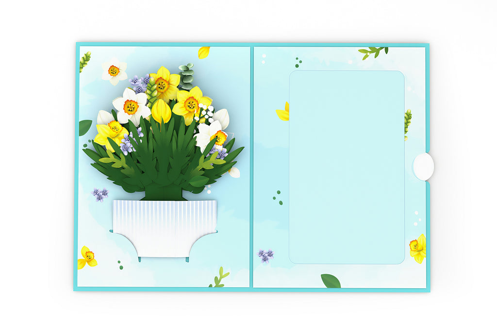 Daffodil Floral Bouquet Pop-Up Card – Blue Bird Cards